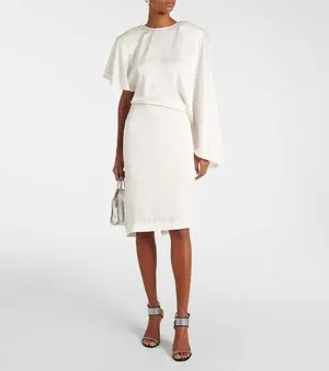 Stella McCartney Asymmetric Crêpe Satin Midi Dress - White