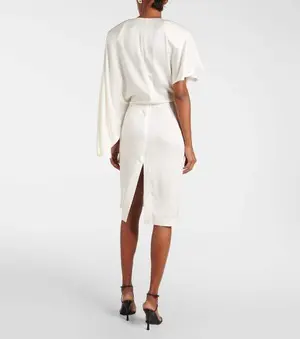 Stella McCartney Asymmetric Crêpe Satin Midi Dress - White