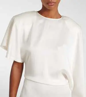 Stella McCartney Asymmetric Crêpe Satin Midi Dress - White