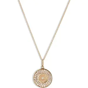 Anzie Classique Mini Milly Diamond Medallion Necklace - Yellow Gold