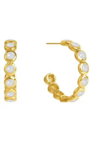 DEAN DAVIDSON Small Signature Eternity Hoop Earrings - Yellow Gold/moonstone