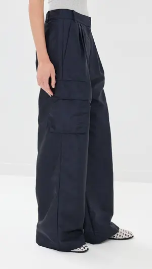 Tibi Crispy Nylon Stella Pleated Cargo Pants