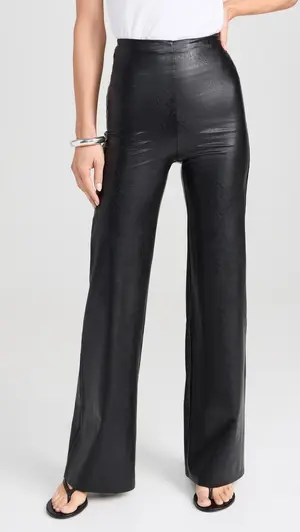 Commando Faux Leather Wide-leg Trousers - Black