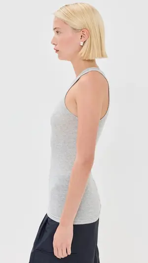 Tibi Circular Fine Rib Tank - Heather Grey