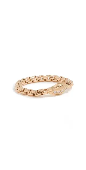 Zoe Chicco 14k Snake Chain Link Ring With Diamond - Gold
