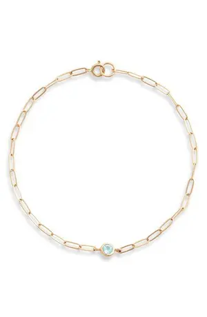 Anzie 14k Gold Bezel Pendant Bracelet - Aquamarine Blue