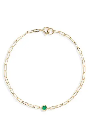 Anzie Anzie 14K Gold Bezel Pendant Bracelet Emerald Green