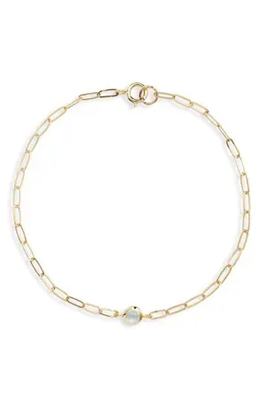 Anzie Anzie 14K Gold Bezel Pendant Bracelet Moonstone White