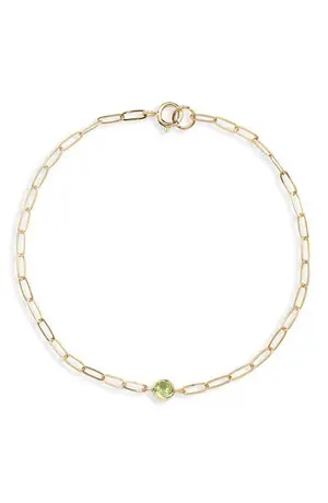 Anzie Anzie 14K Gold Bezel Pendant Bracelet Peridot Green