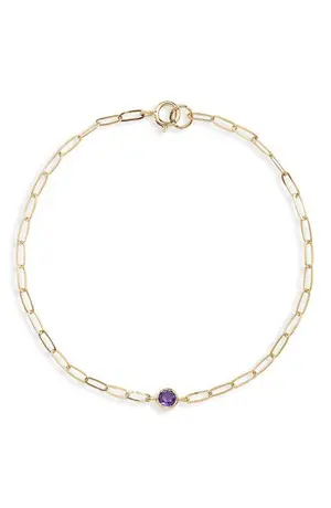 Anzie Anzie 14K Gold Bezel Pendant Bracelet Purple