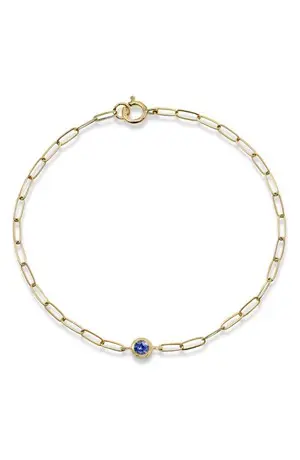 Anzie Anzie 14K Gold Bezel Pendant Bracelet Saphire Blue