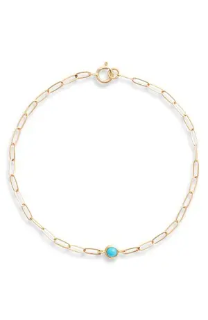 Anzie Anzie 14K Gold Bezel Pendant Bracelet Turquoise