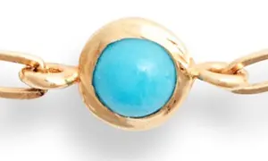 Anzie 14k Gold Bezel Pendant Bracelet - Turquoise/aqua