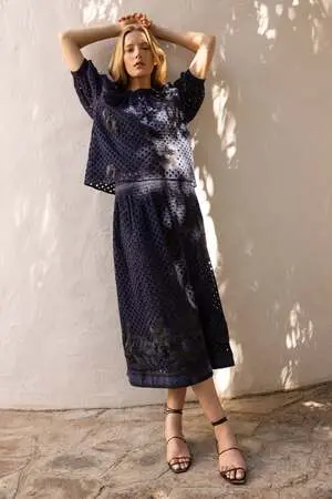 MARIE OLIVER Albia Midi Skirt - Indigo