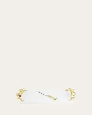 Michael Aram Wildflowers Cheeseboard With Knife - Gold Multi White Marble