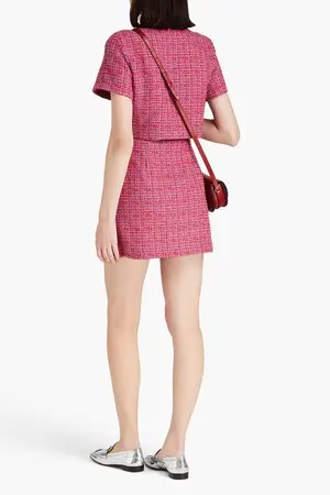Maje Cutout Tweed Mini Wrap Dress