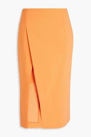 Maje Wrap-effect Cotton-blend Skirt