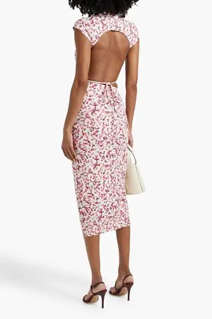 MARANT ETOILE Juvia Cropped Printed Top With Open Back - Fuchsia