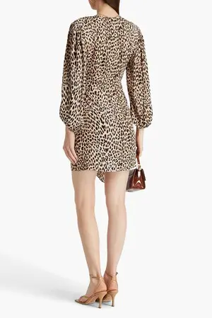 Maje Ruffled Leopard-print Crepe Mini Dress