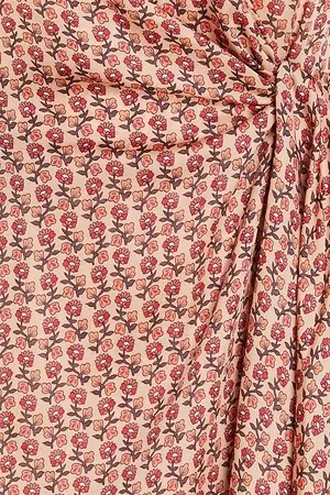 Maje Wrap-effect Floral-print Satin Midi Dress - Peach