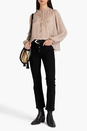Maje Printed Metallic Jacquard Blouse