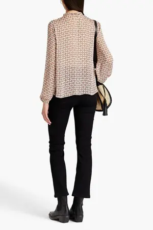 Maje Printed Metallic Jacquard Blouse