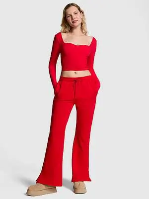 Pink Flared Sweatpants For Women