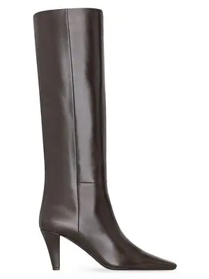 Saint Laurent Women's Jill Boots In Smooth Leather - Dark Chocolate  - Dark Chocolate
