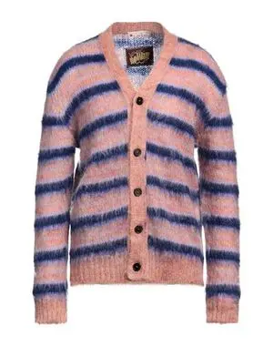 Marni MARNI Striped Mohair Wool Blend Cardigan Navy Blue