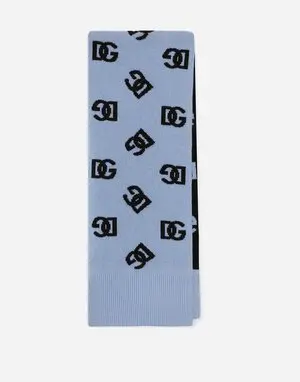 Dolce & Gabbana Wool Scarf With Jacquard Dg Logo - Azure