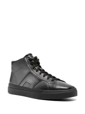 Santoni Logo-debossed Leather Sneakers - Grey