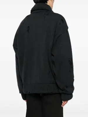 Mihara Yasuhiro Distressed Wool-blend Cardigan