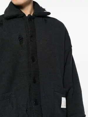 Mihara Yasuhiro Distressed Wool-blend Cardigan