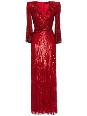 Jenny Packham Cosmos Sequin-embellished Gown - Red