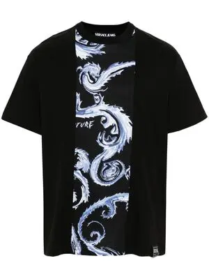 Versace Barocco-print Cotton T-shirt - Black