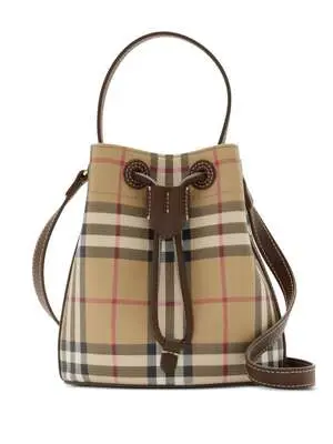 Burberry Checked Mini Bucket Bag - Neutrals