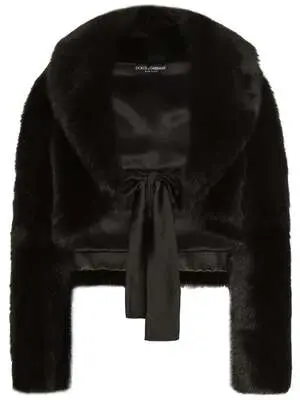 Dolce & Gabbana Belted Faux-fur Jacket - Black