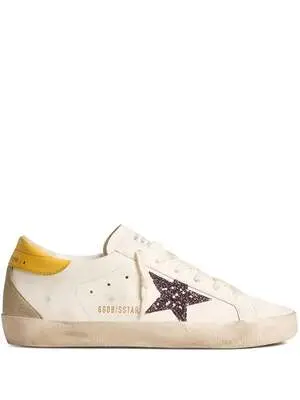 GOLDEN GOOSE Bio-based Super-star Trainers With Red Glitter Star And Leather Heel Tab