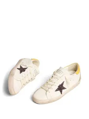 GOLDEN GOOSE Bio-based Super-star Trainers With Red Glitter Star And Leather Heel Tab