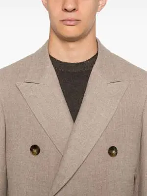 Canali Double-breasted Felted Coat - Neutrals