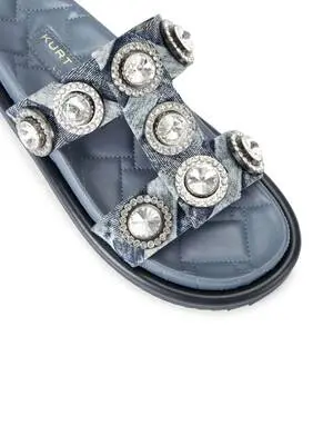 Kurt Geiger Orson Crystal Denim Sandals - Blue