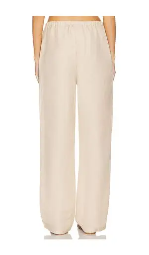 Lioness Linen Blend Wide Leg Drawstring Pants - Wheat