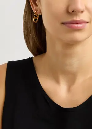 Valentino Garavani Vlogo Faux Pearl Hoop Earrings