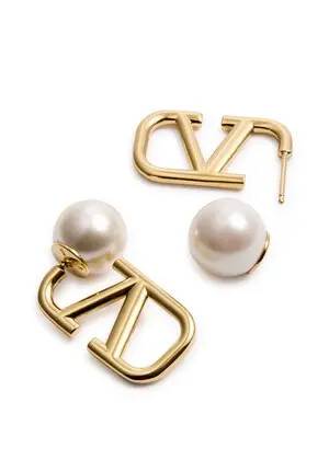 Valentino Garavani Vlogo Faux Pearl Hoop Earrings