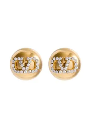Valentino Garavani Vlogo Crystal Stud Earrings - Gold