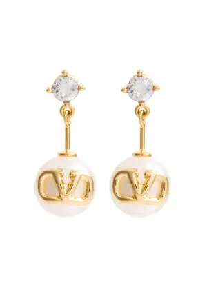 Valentino Garavani Vlogo Faux Pearl Drop Earrings - Gold
