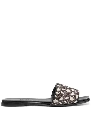Max Mara Logo-jacquard Leather Slides - Brown