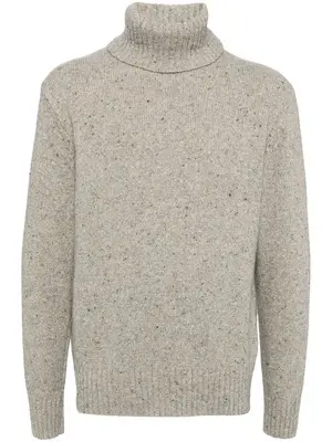 Universal Works Roll Neck Tweed Jumper - Grey