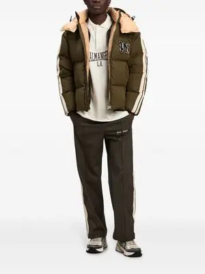 Palm Angels Monogram Down Hooded Jacket - Green