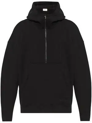 Saint Laurent Half-zip Hoodie With Embroidered Logo